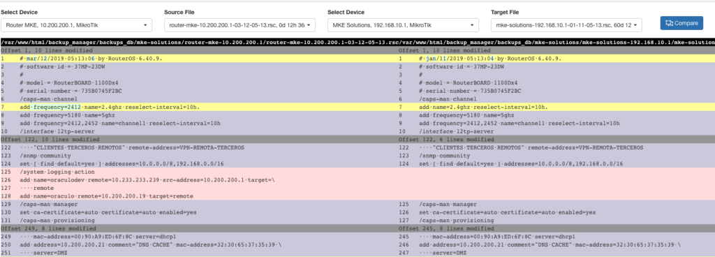 Config Diff History - Oráculo